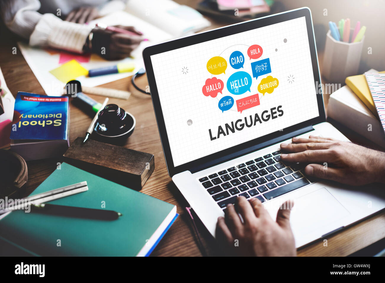 Multilingual Greetings Languages Concept Stock Photo - Alamy