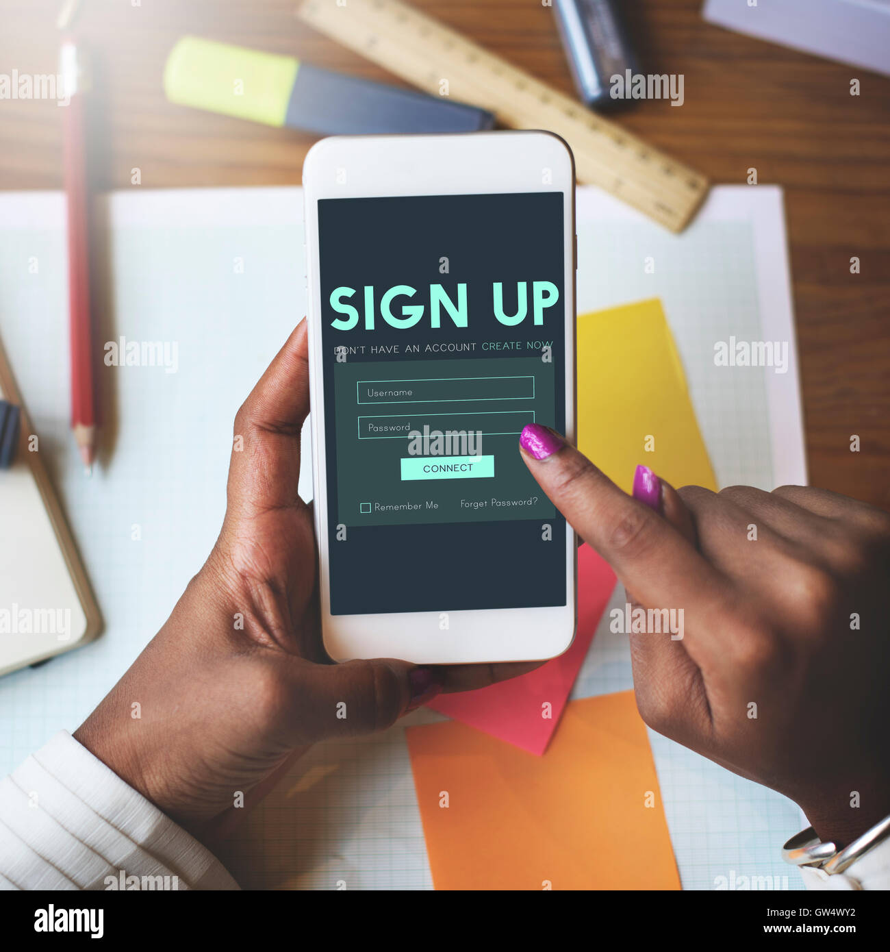 Sign Up Form Button Graphic Concept Stock Photo - Alamy
