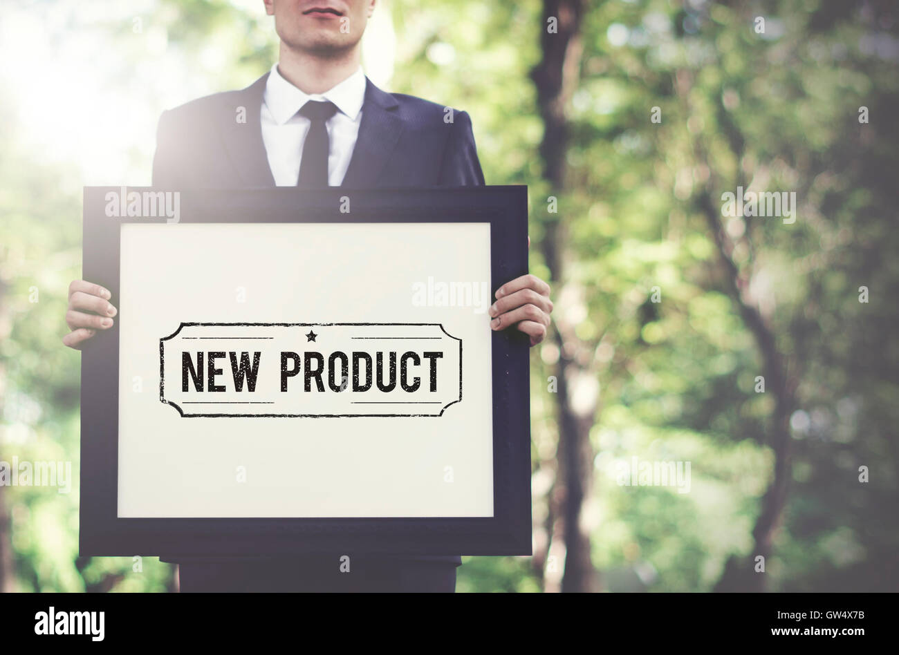 New Product Promotion Sign Concept Stock Photo - Alamy