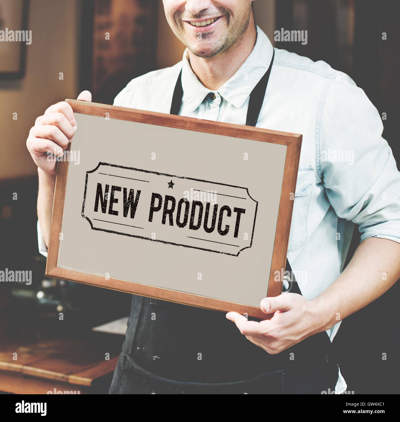 New Product Promotion Sign Concept Stock Photo - Alamy