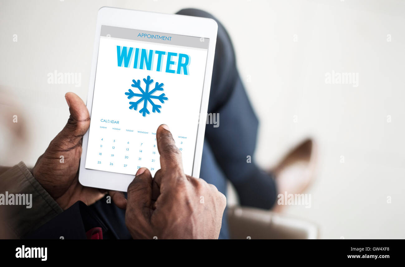 Winter Snowflake Cold Calendar Concept Stock Photo - Alamy