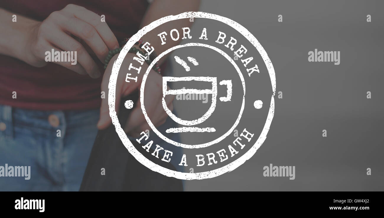 Coffee Break Tea Time Stamp Icon Graphic Concept Stock Photo - Alamy