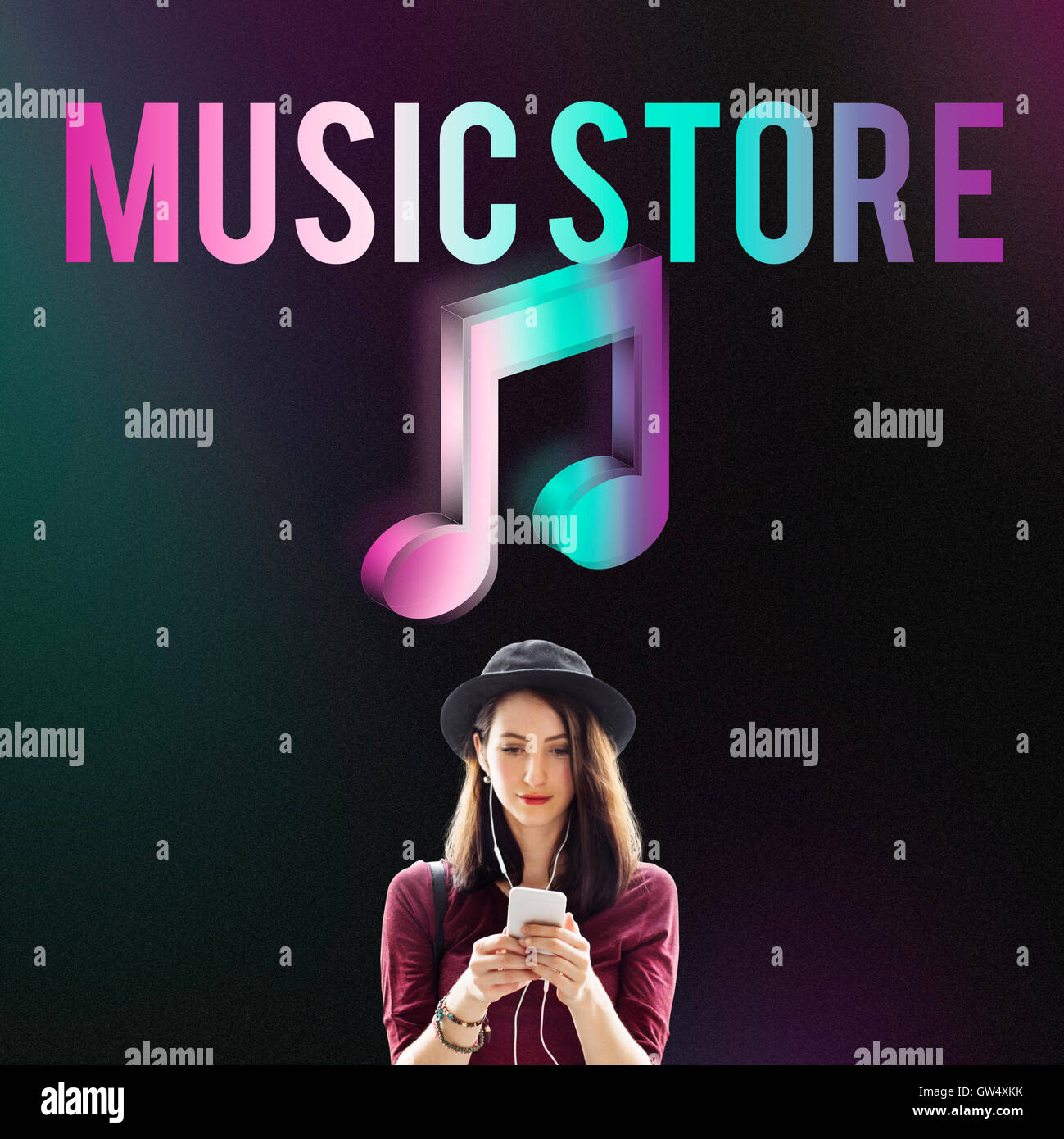 Audio Store Music Note Icon Graphic Concept Stock Photo - Alamy