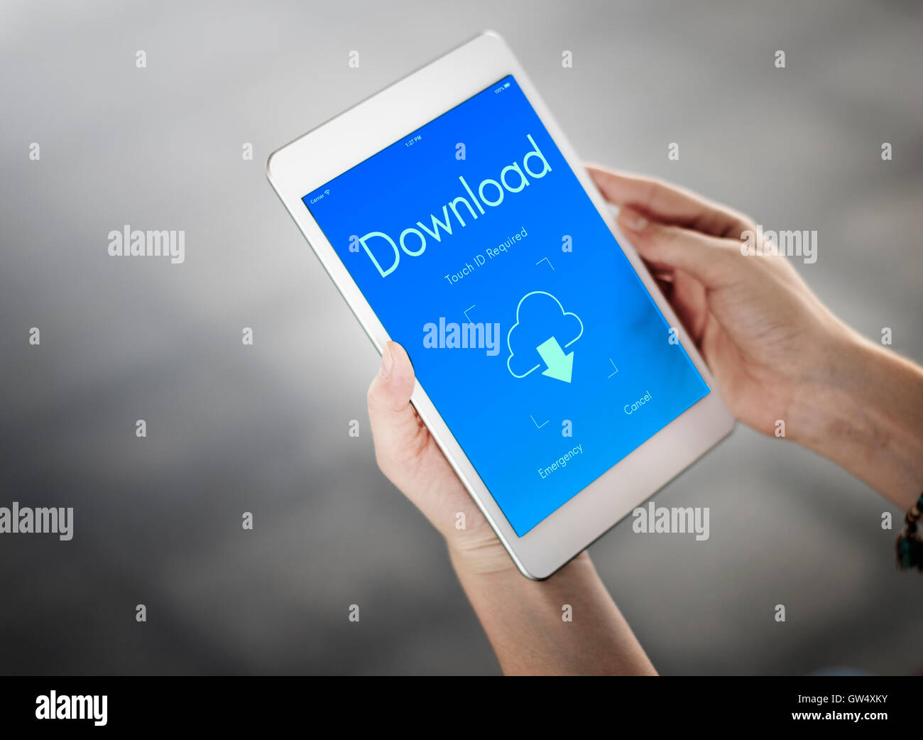 Cloud Computing Networking Upload Download Data Concept Stock Photo - Alamy