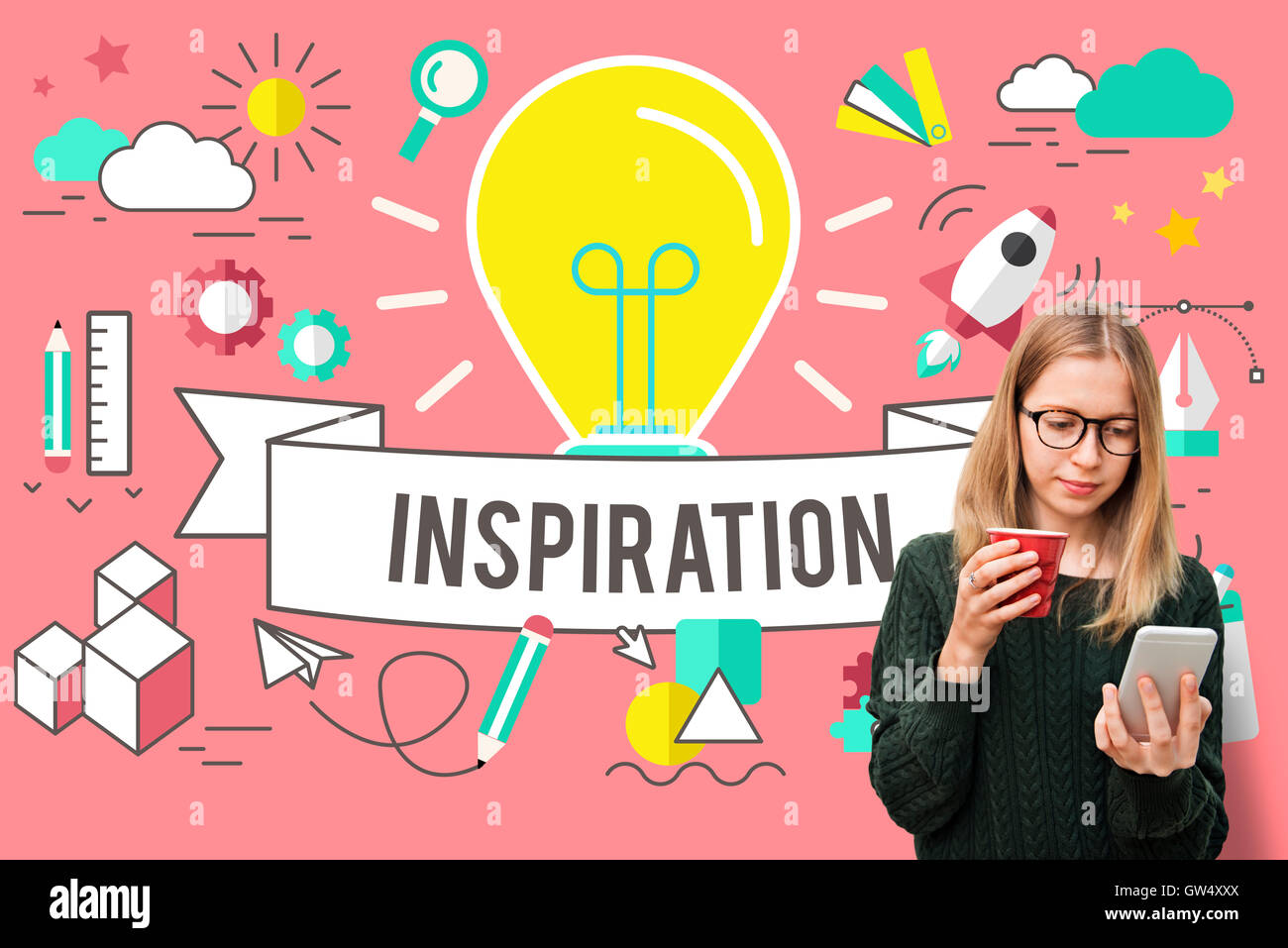 Inspiration Creation Solution Ideas Motivation Concept Stock Photo - Alamy