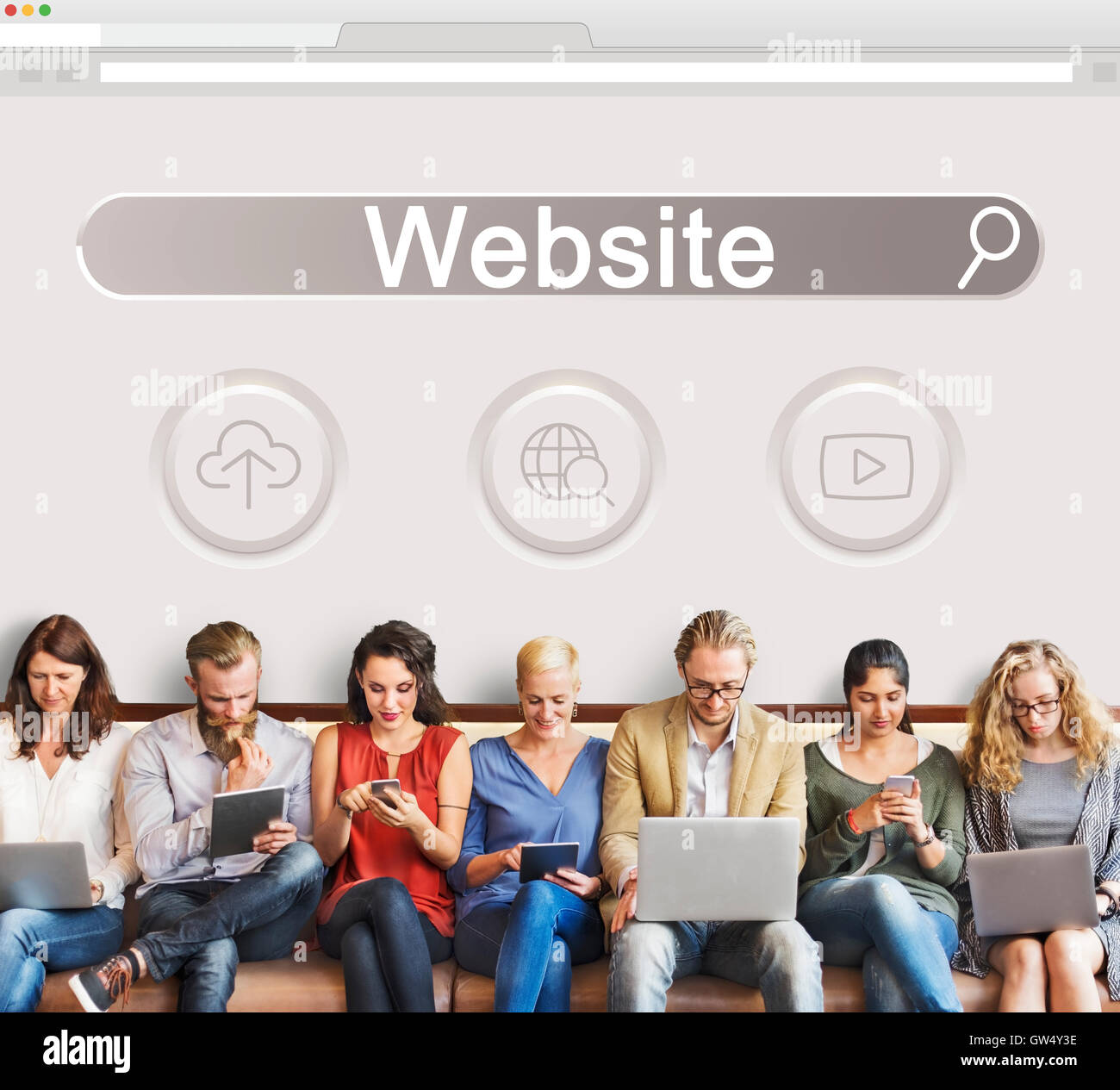 Website Search Bar Player Globe Cloud Icon Concept Stock Photo - Alamy