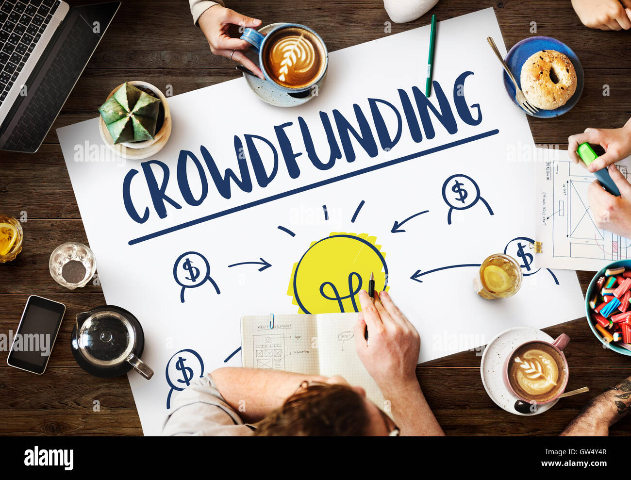 Crowdfunding Money Business Bulb Graphic Concept Stock Photo - Alamy