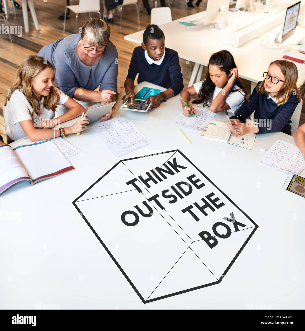 Thinking Out Of The Box Concept Stock Photo - Alamy