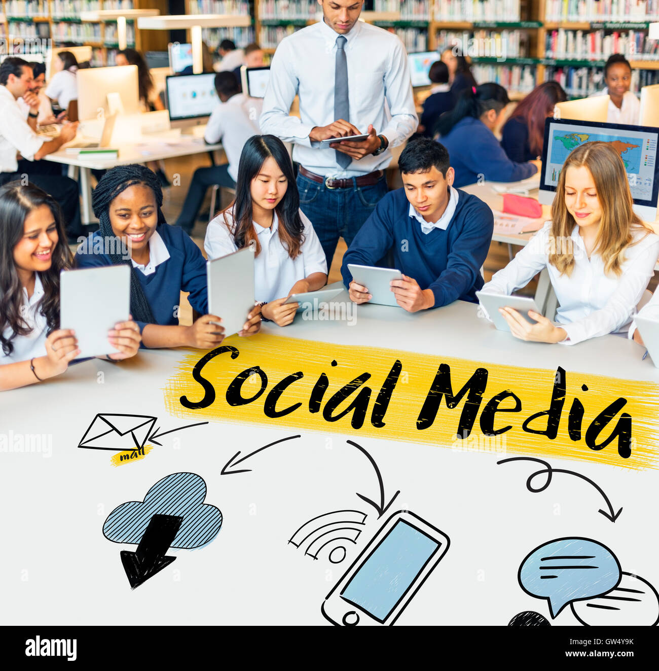 Social Media Networking Communication Connection Concept Stock Photo ...