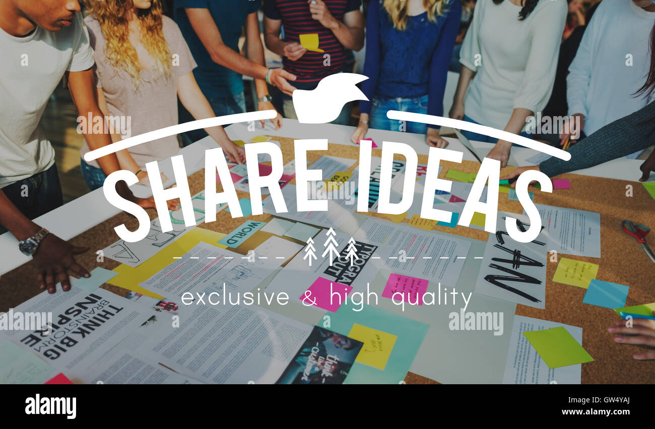Share Ideas Brainstorming Sharing Imagination Inspiration Concept Stock ...