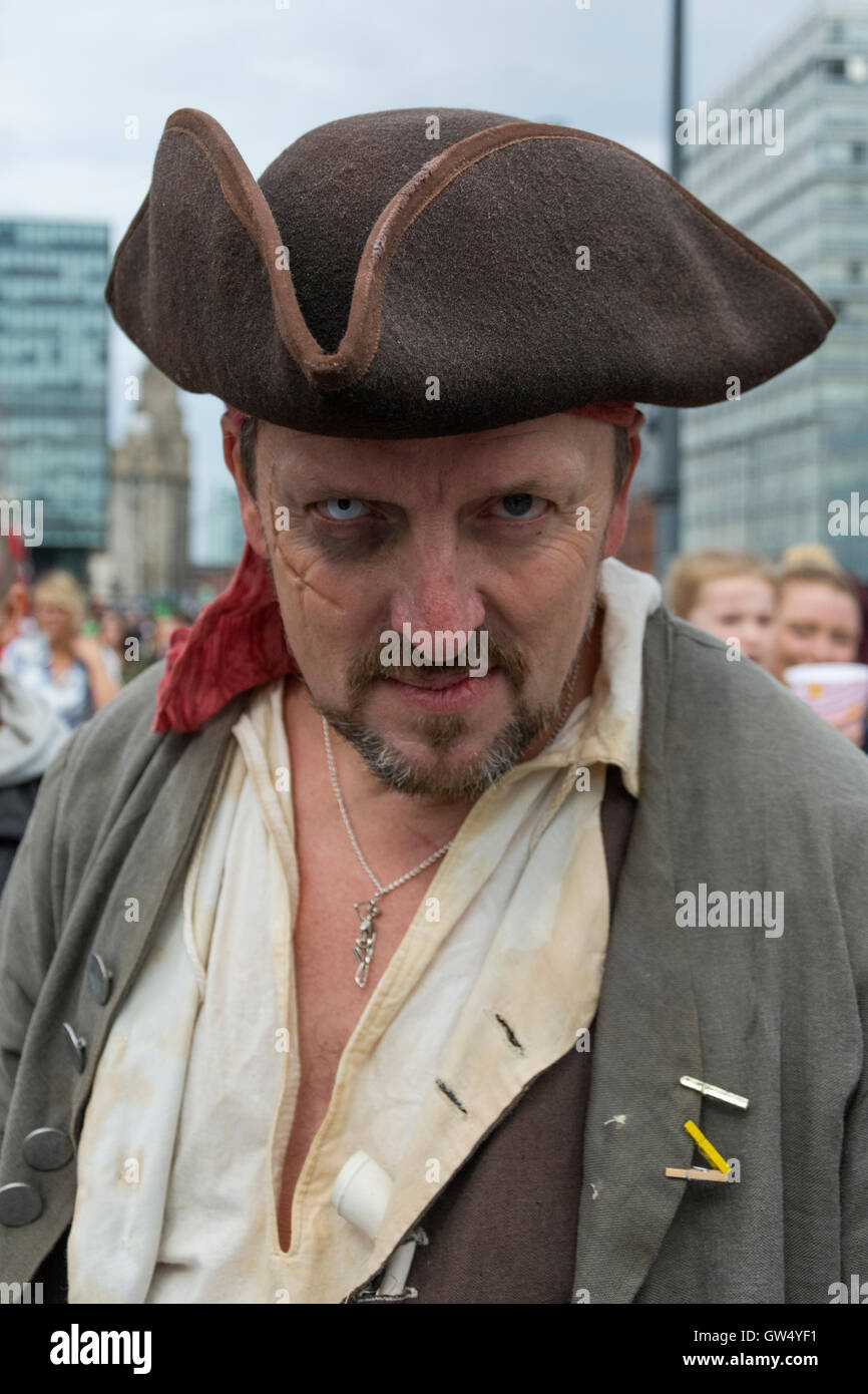 Jolly Roger flying over Liverpool Liverpool Pirate festival Stock Photo ...