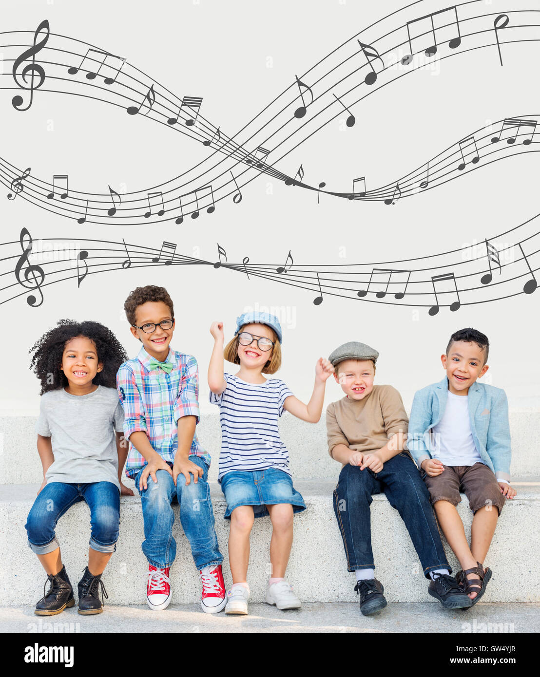 Music Notes Entertainment Melody Listening Concept Stock Photo - Alamy