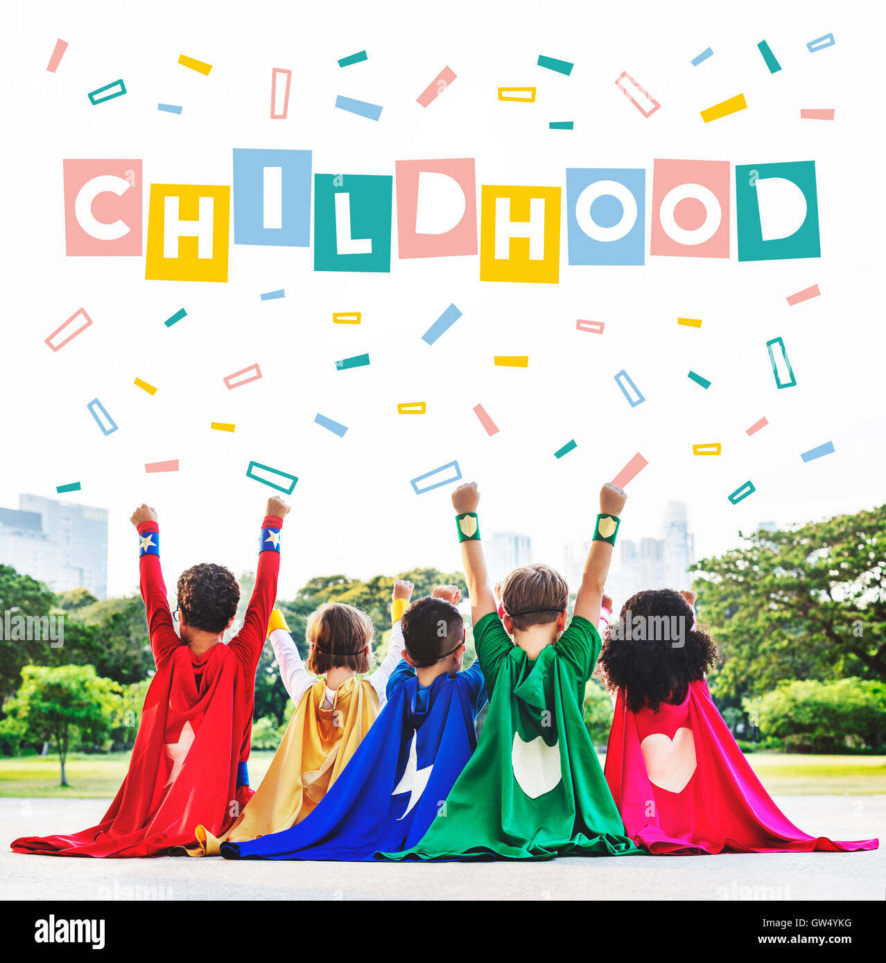 Childhood Children Confetti Cubes Graphic Concept Stock Photo - Alamy