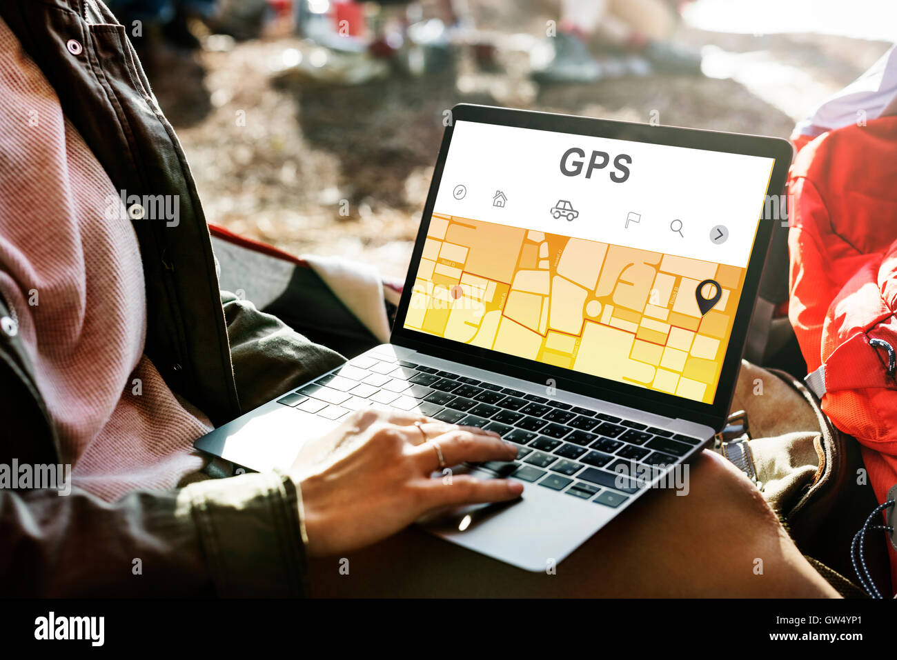 GPS Destination Route Map Graphic Concept Stock Photo - Alamy