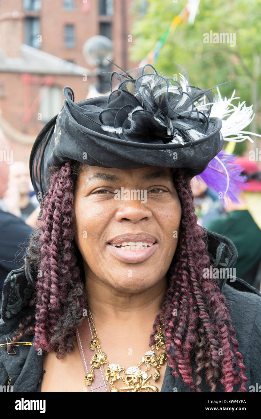 Jolly Roger flying over Liverpool Liverpool Pirate festival Stock Photo ...
