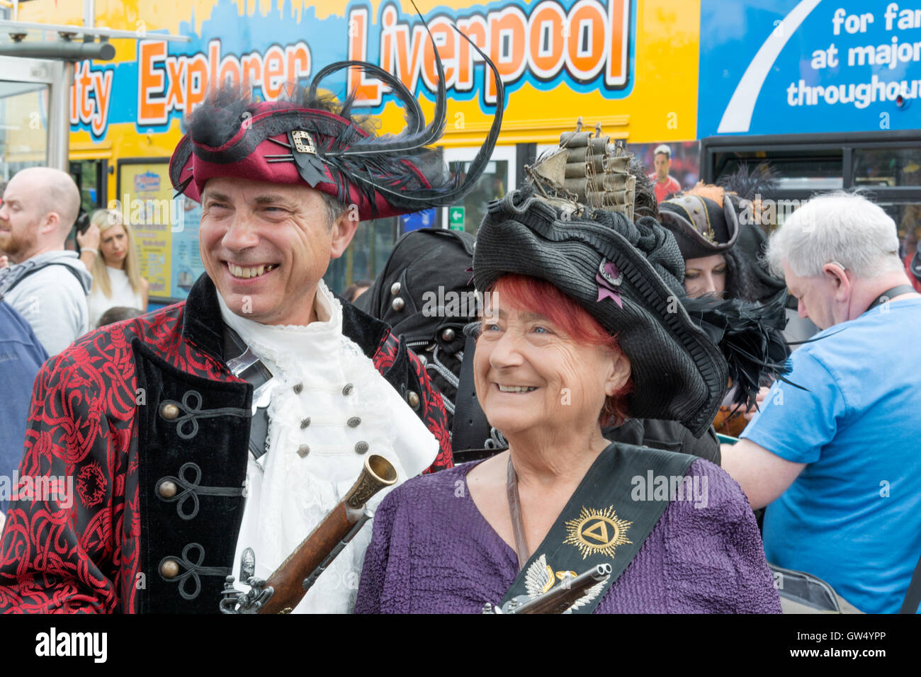 Jolly Roger flying over Liverpool Liverpool Pirate festival Stock Photo ...