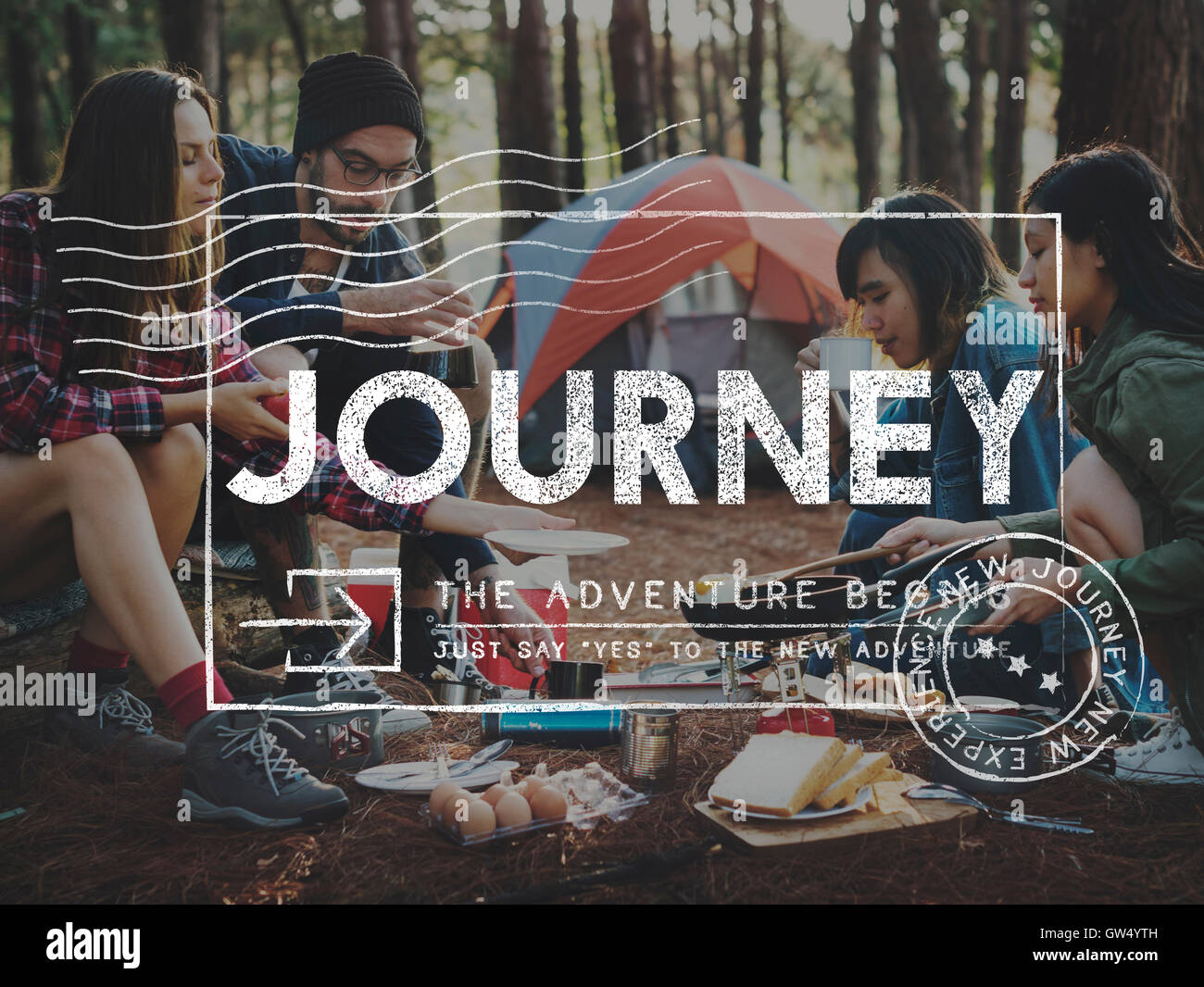 Journey Adventure Post Stamp Travel Concept Stock Photo - Alamy