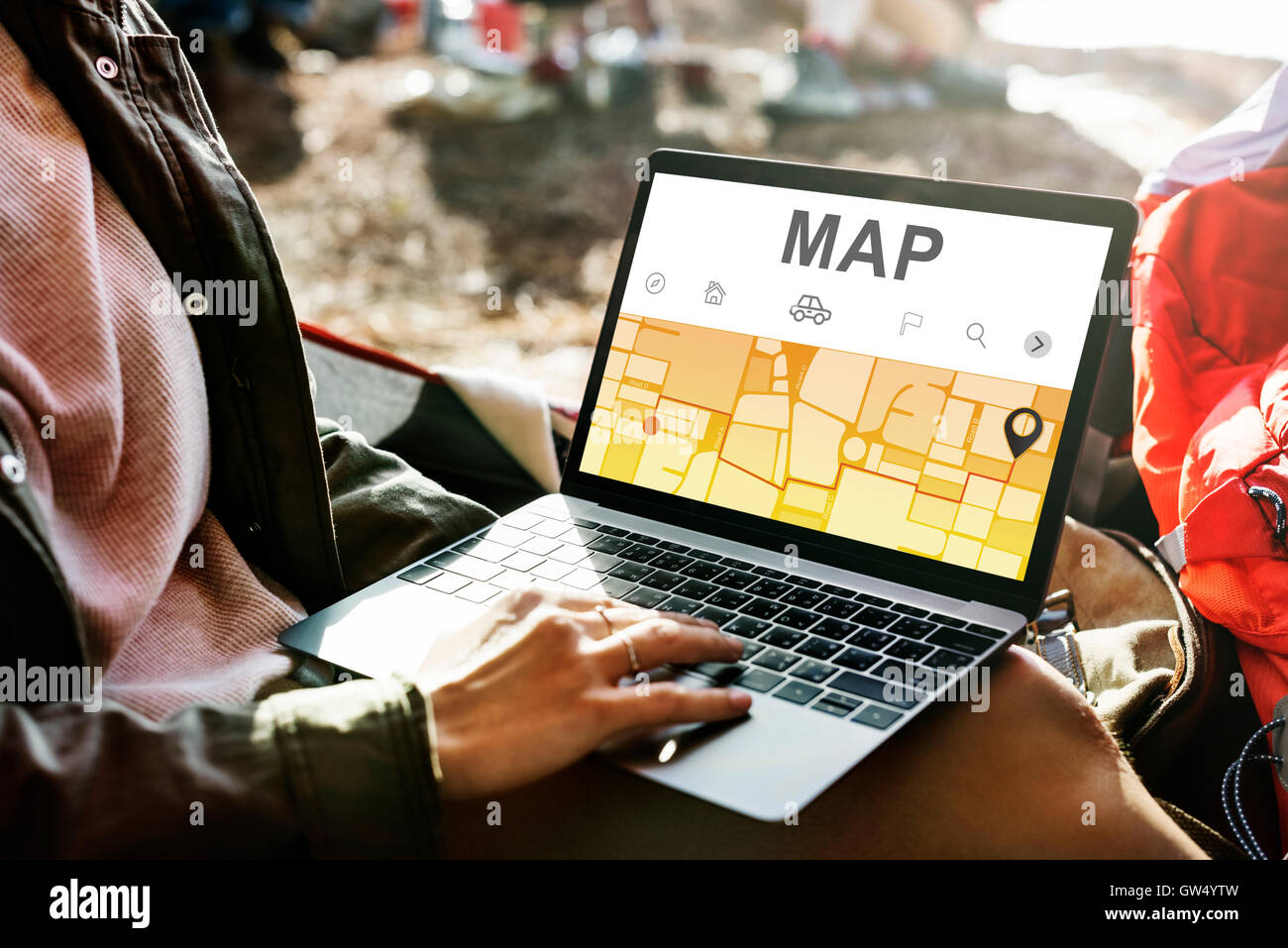 Map GPS Navigation Direction Destination Route Concept Stock Photo - Alamy