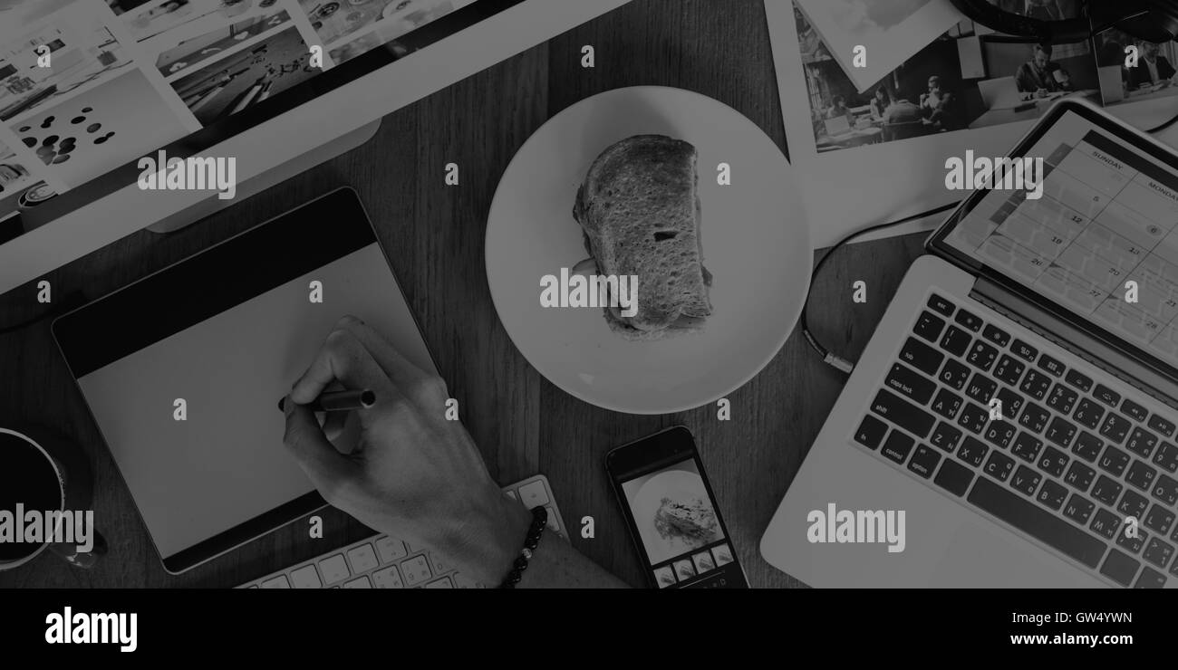 Adminstrative Bread Computer Productivity Work Concept Stock Photo - Alamy