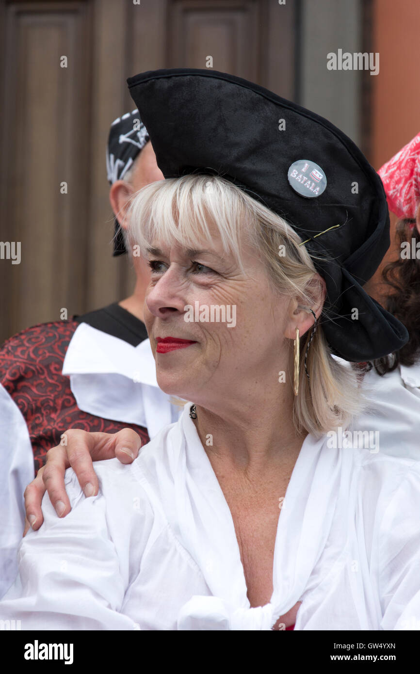 Jolly Roger flying over Liverpool Liverpool Pirate festival Stock Photo ...