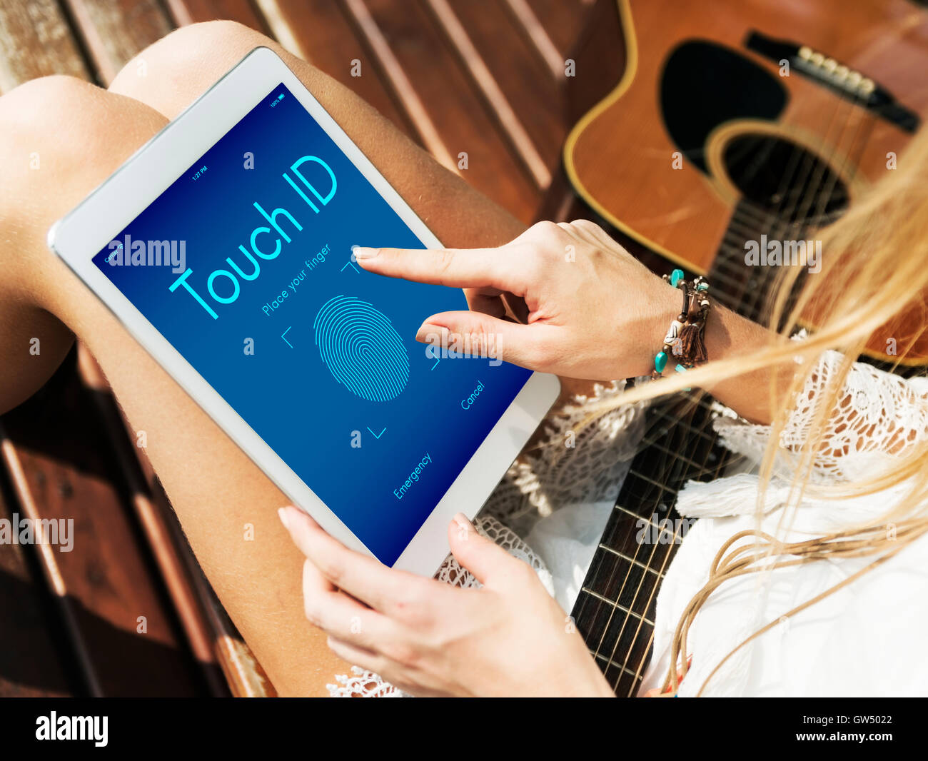 Touchscreen Lock Finger Scanner Concept Stock Photo - Alamy