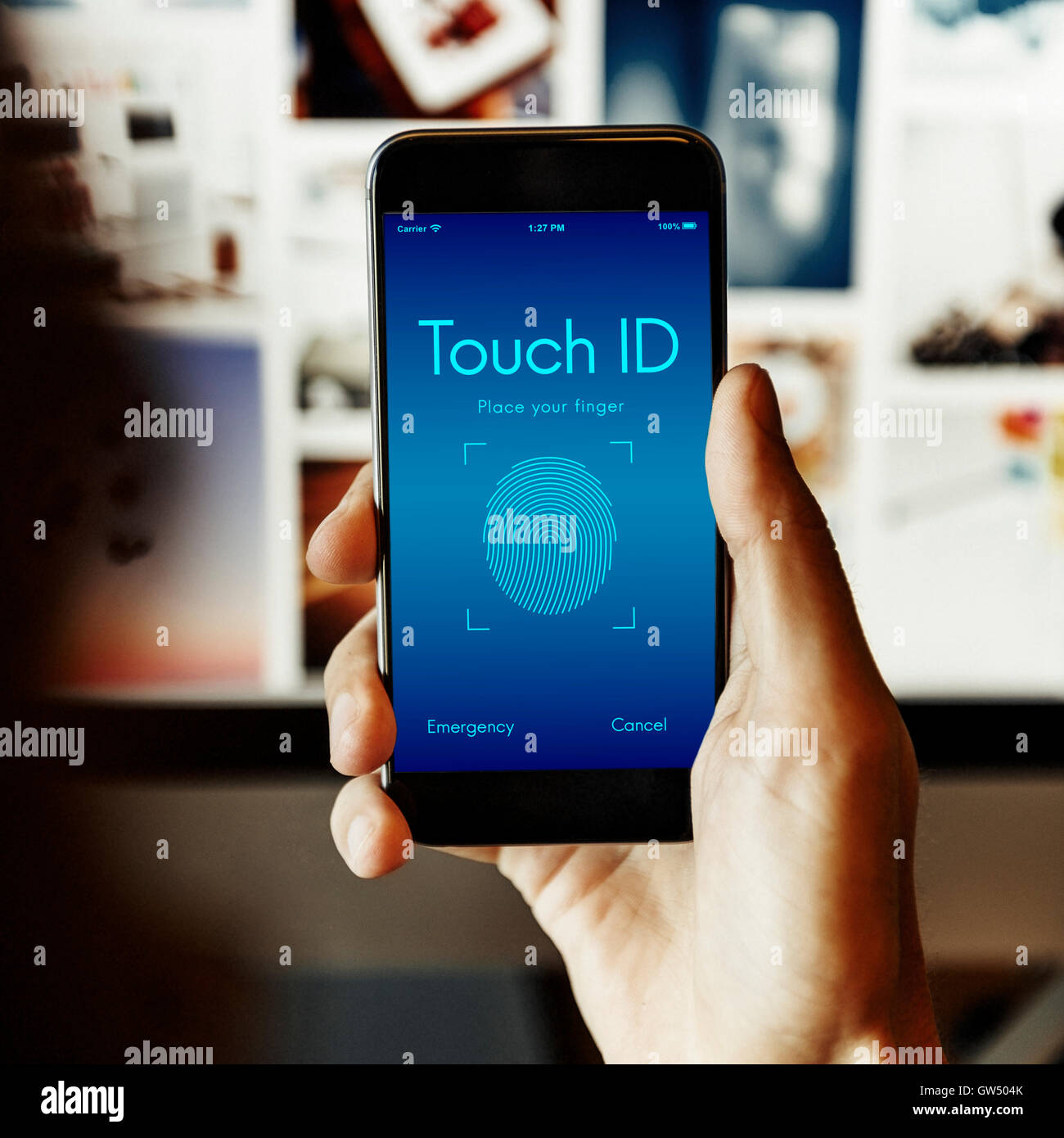 Touchscreen Lock Finger Scanner Concept Stock Photo - Alamy