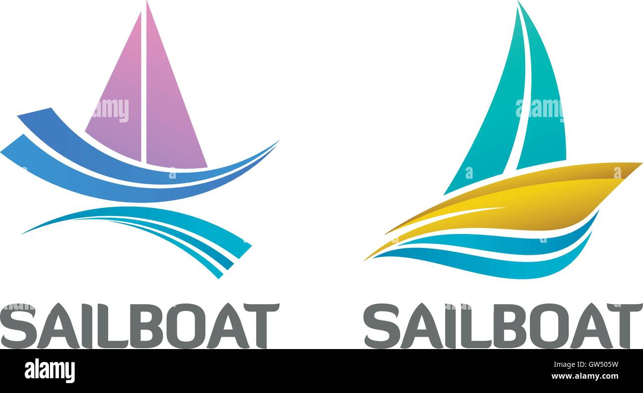 Vector logo design. Colorful nautical sailboat logo symbol binary set ...