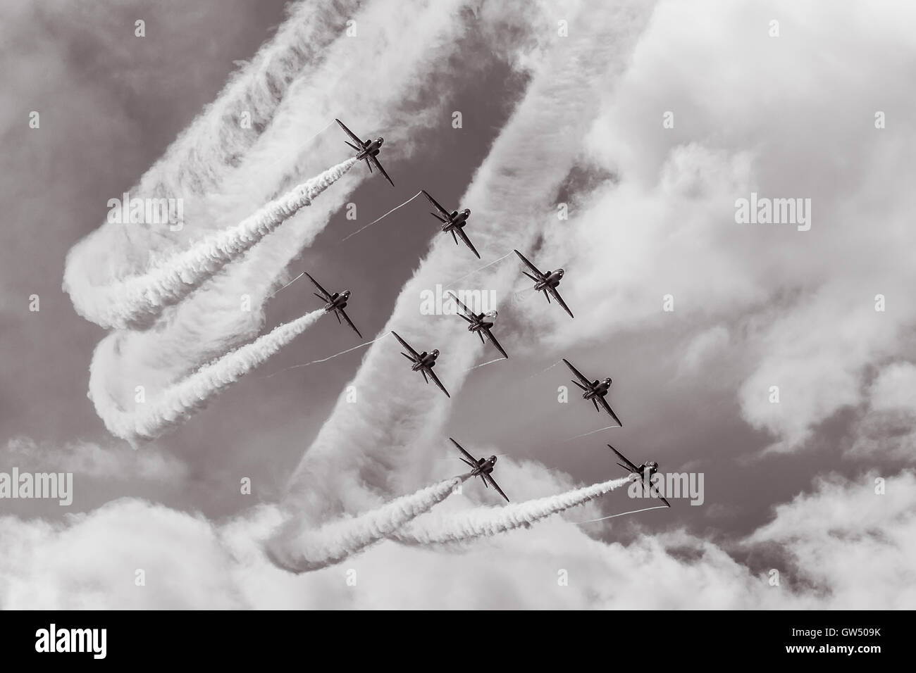 Red Arrows performing the Typhoon formation at the 2016 Southport ...