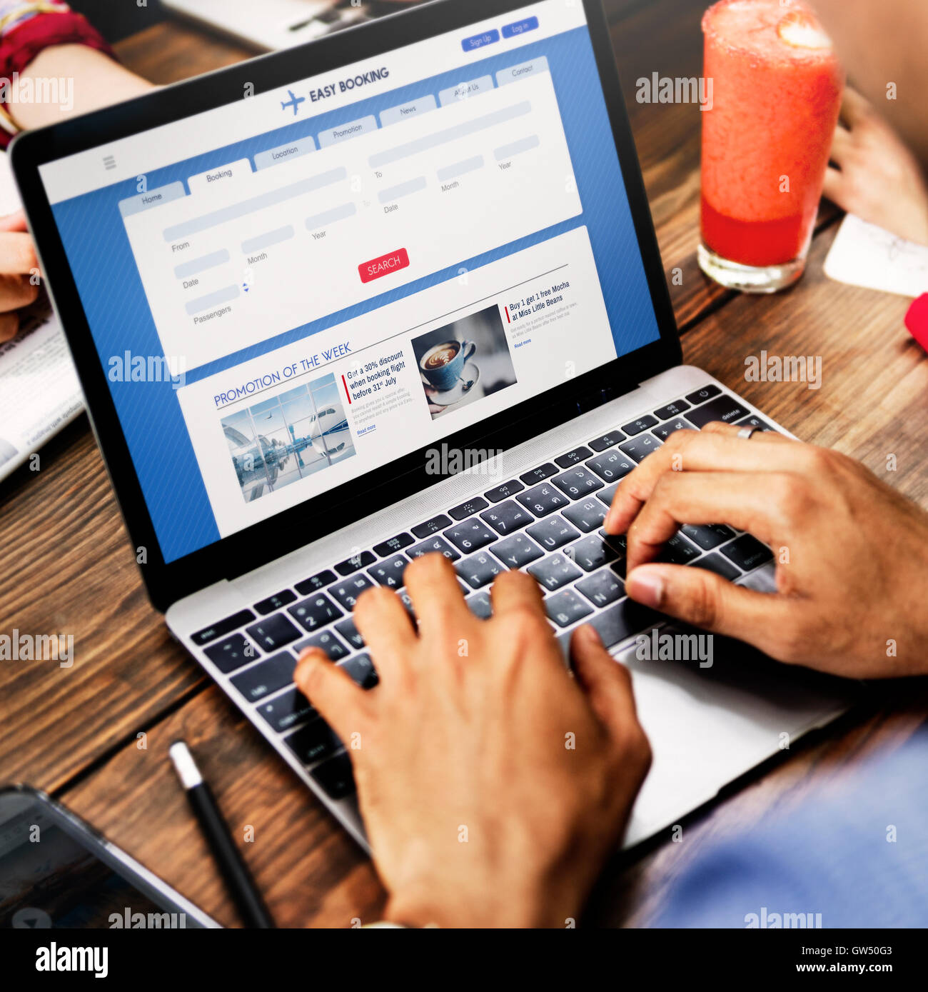 People Connection Laptop Easy Booking Concept Stock Photo - Alamy