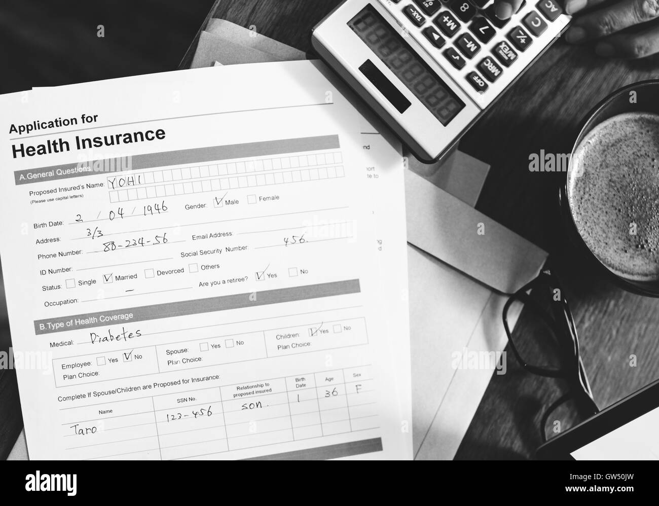 Health Insurance Application Form Concept Stock Photo - Alamy