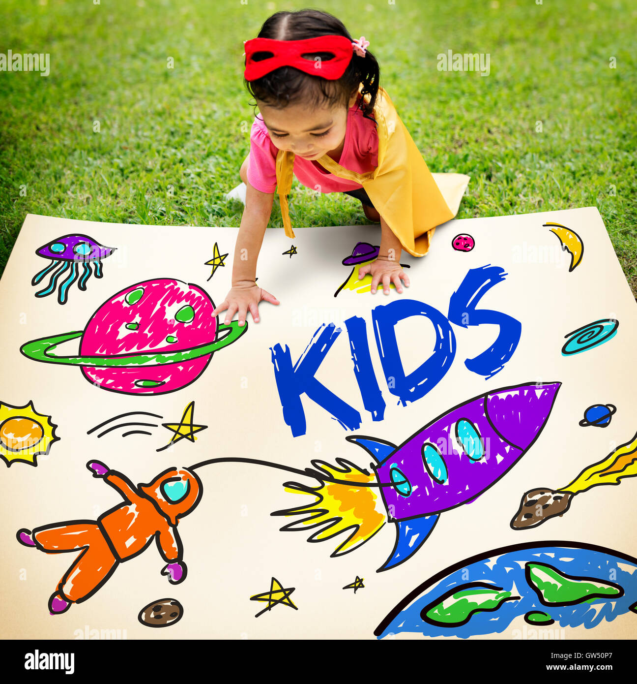 Kids Space Rocket Planet Graphic Concept Stock Photo - Alamy