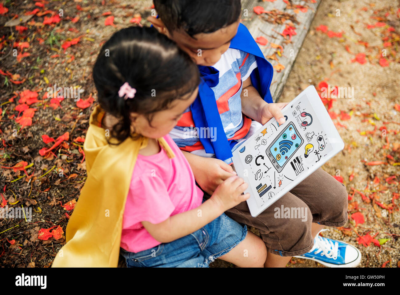 Kids Technology Communication Social Media Graphic Concept Stock Photo ...