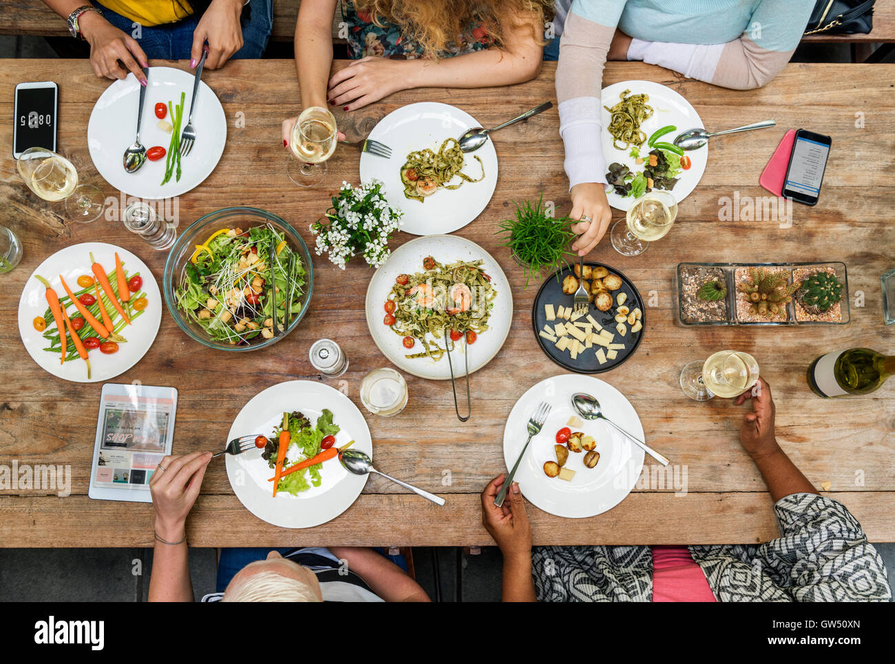 Lunch Celebration Meeting Friends Concept Stock Photo - Alamy