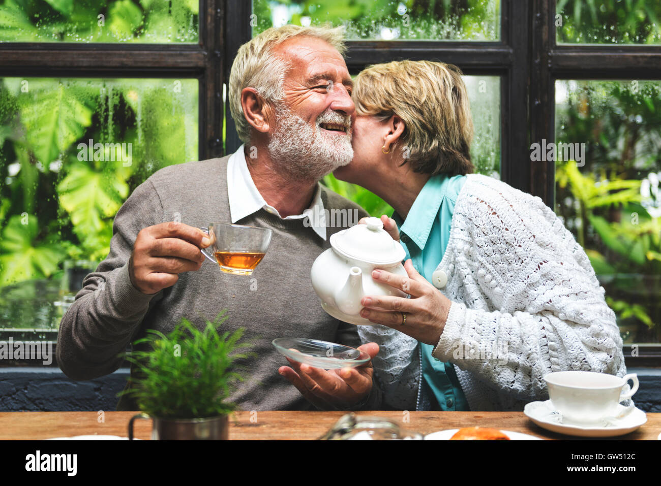 Afternoon Tea Leisure Casual Elderly Older Concept Stock Photo - Alamy
