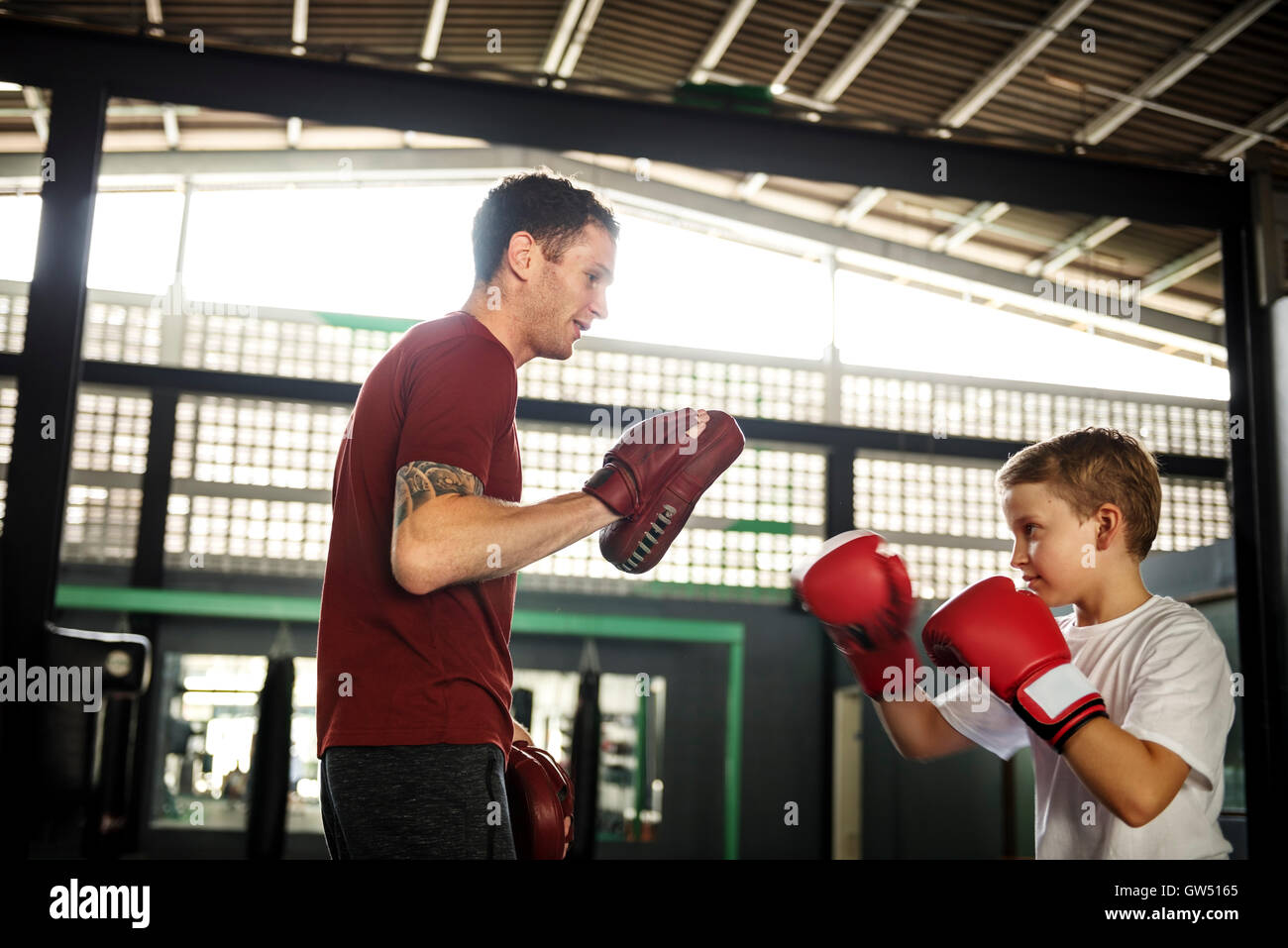 Boy Training Boxing Exercise Movement Concept Stock Photo - Alamy
