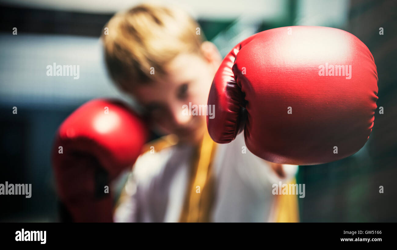 Boy Training Boxing Exercise Movement Concept Stock Photo - Alamy
