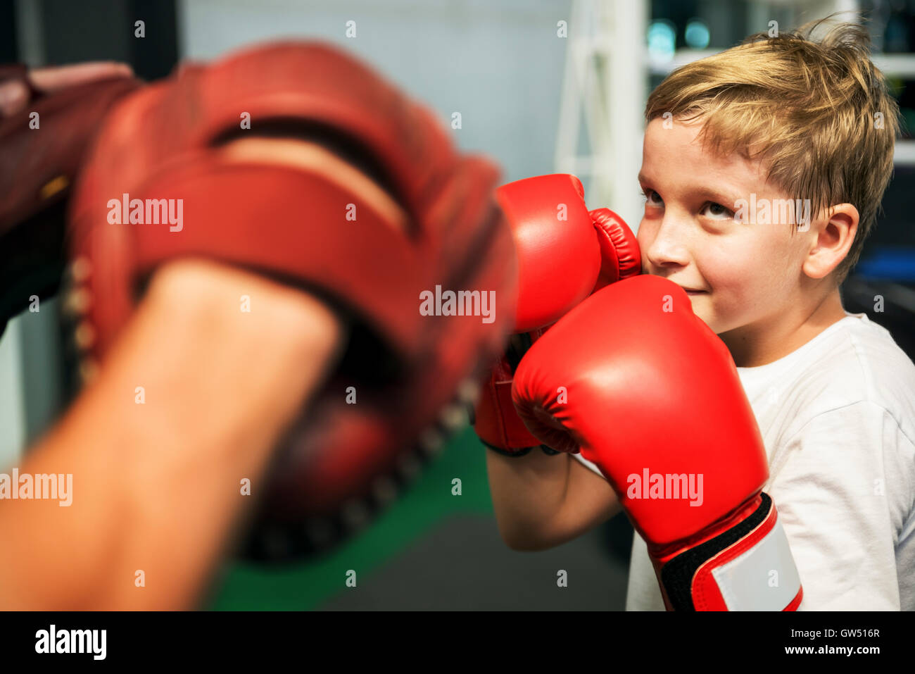 Boy Training Boxing Exercise Movement Concept Stock Photo - Alamy