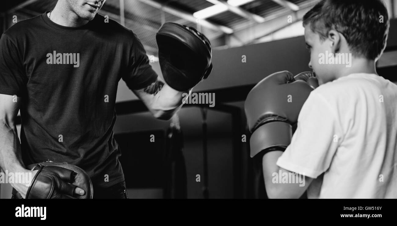 Boy Training Boxing Exercise Movement Concept Stock Photo - Alamy