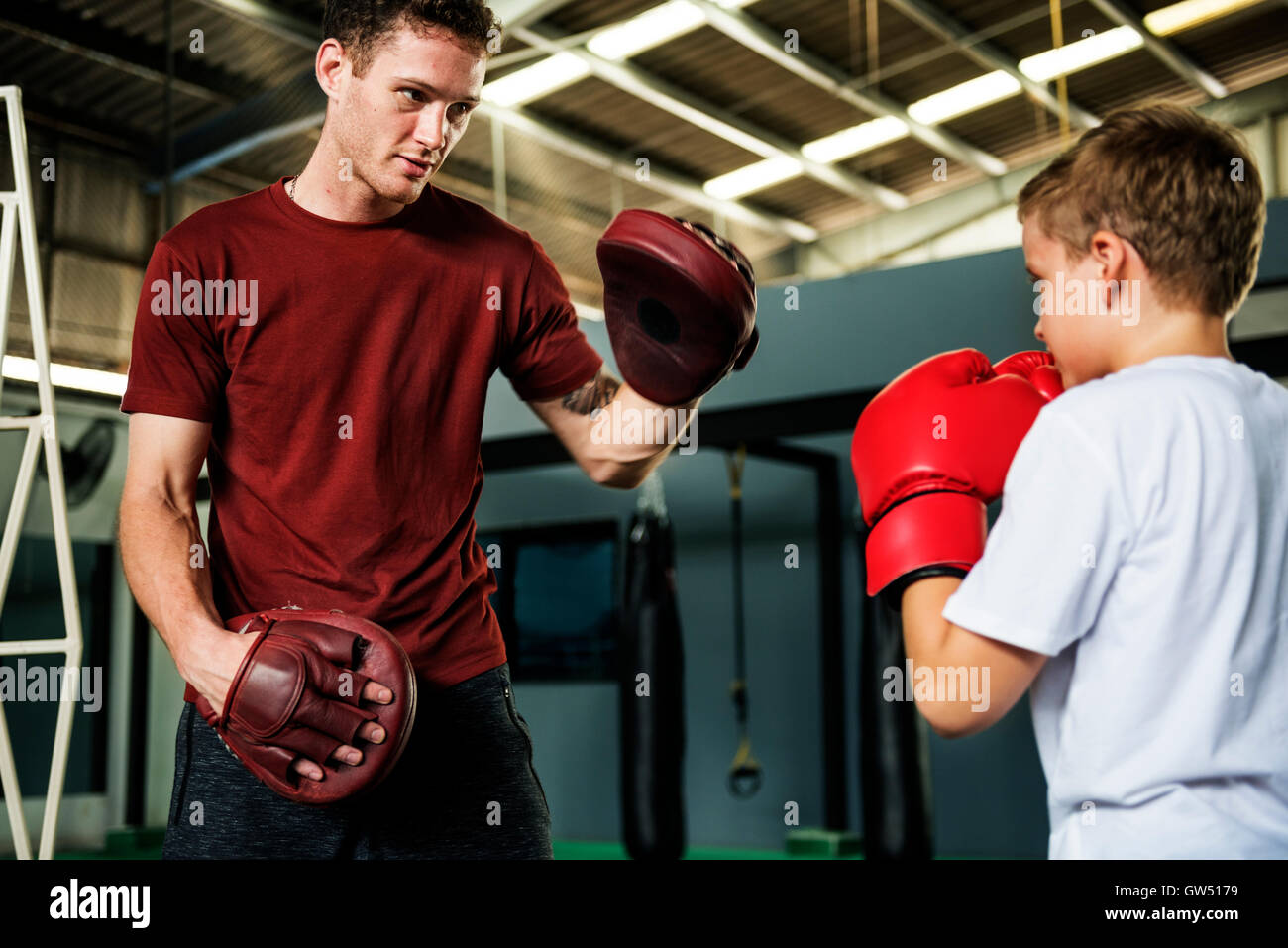 Boy Training Boxing Exercise Movement Concept Stock Photo - Alamy