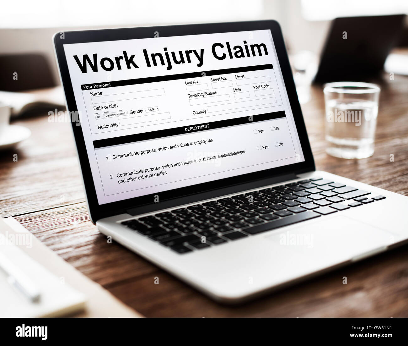 Work Injury Claim Insurance Concept Stock Photo - Alamy