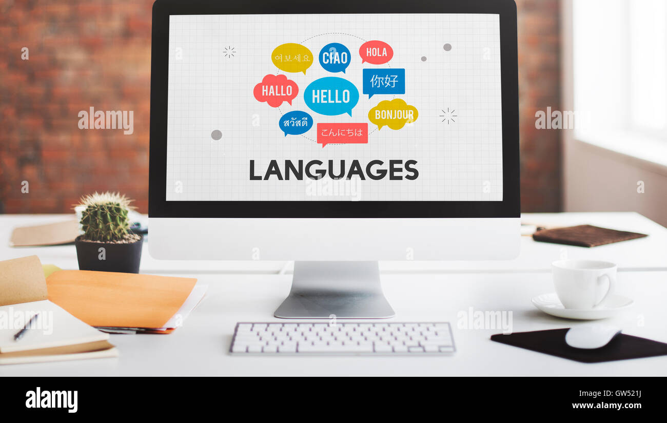 Multilingual Greetings Languages Concept Stock Photo - Alamy
