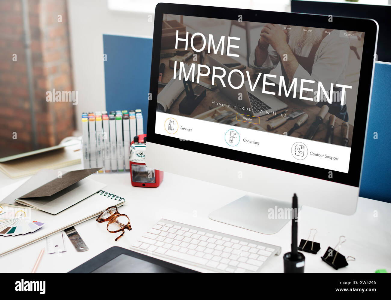 Home Improvement Website Register Button Concept Stock Photo - Alamy