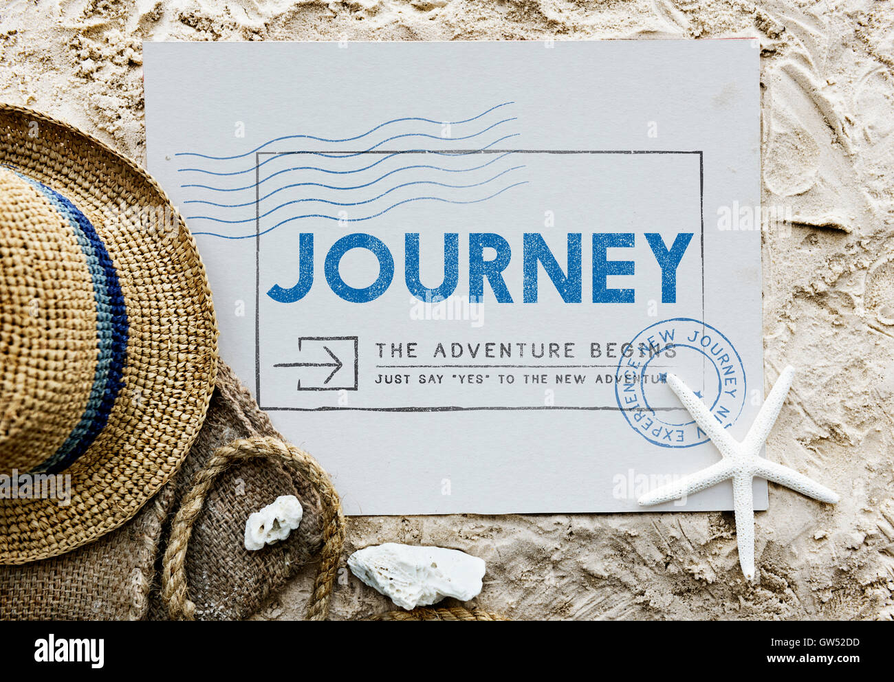 Journey Adventure Post Stamp Travel Concept Stock Photo - Alamy