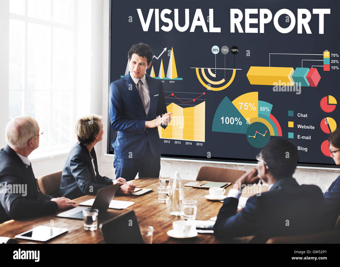 Visual Report Percentage Business Chart Concept Stock Photo - Alamy