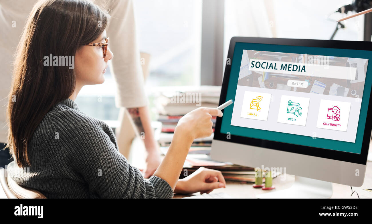 Social Media Share Community Graphic Concept Stock Photo - Alamy