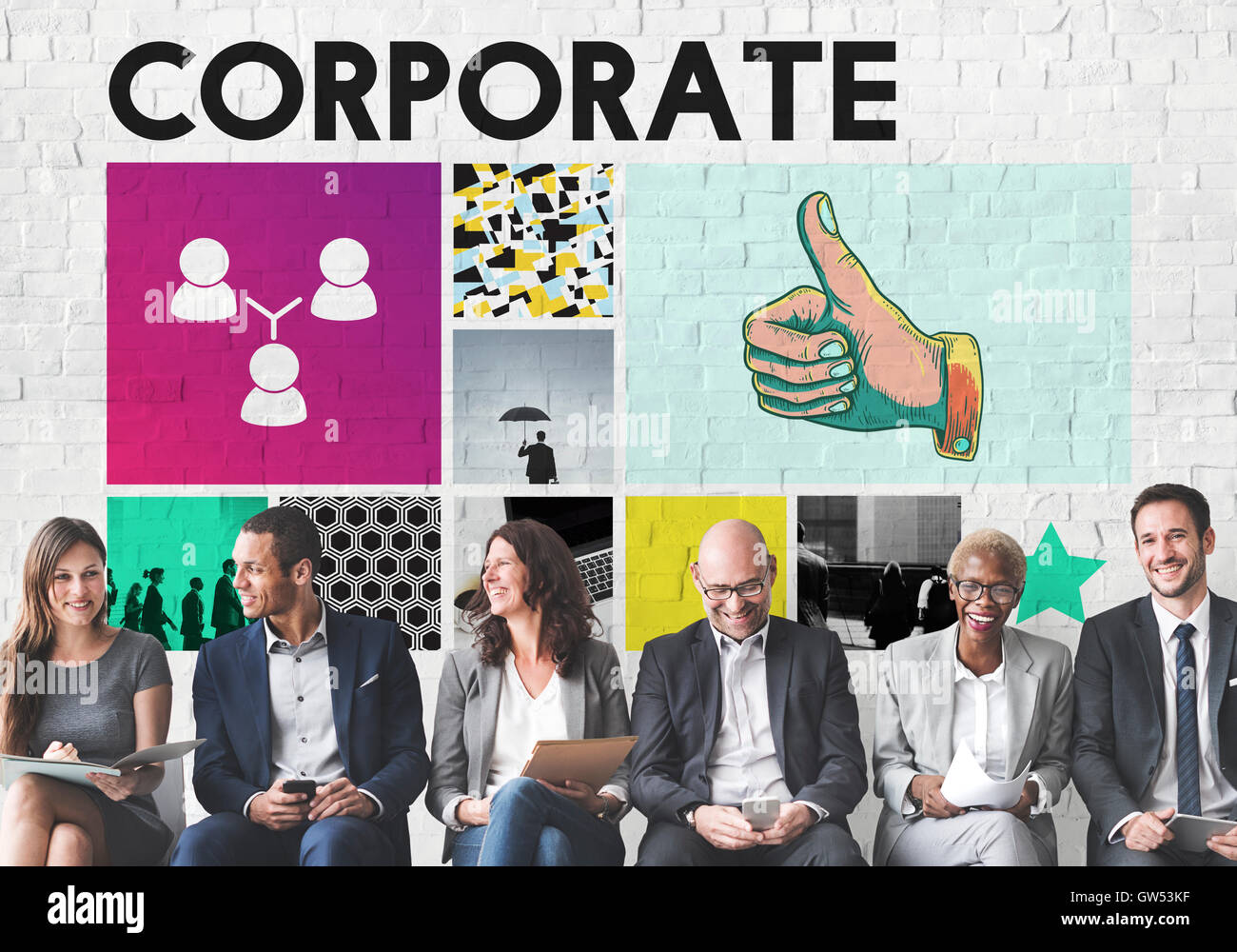 Marketing Achievement Branding Corporate Thumbs Up Concept Stock Photo ...
