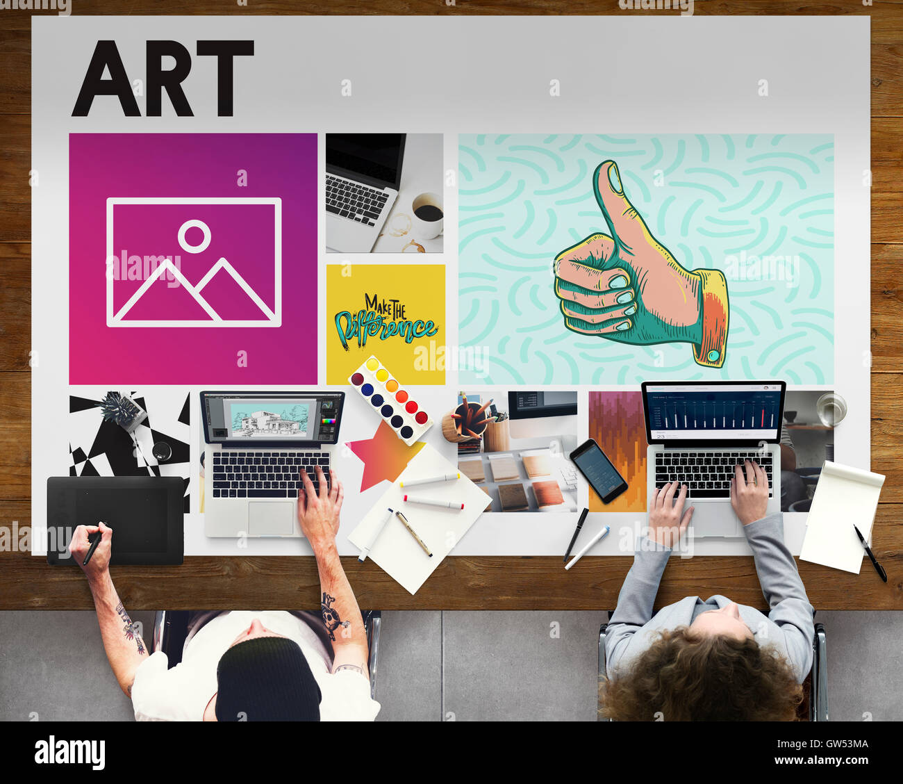Colleagues Working Art Simplicity Concept Stock Photo - Alamy