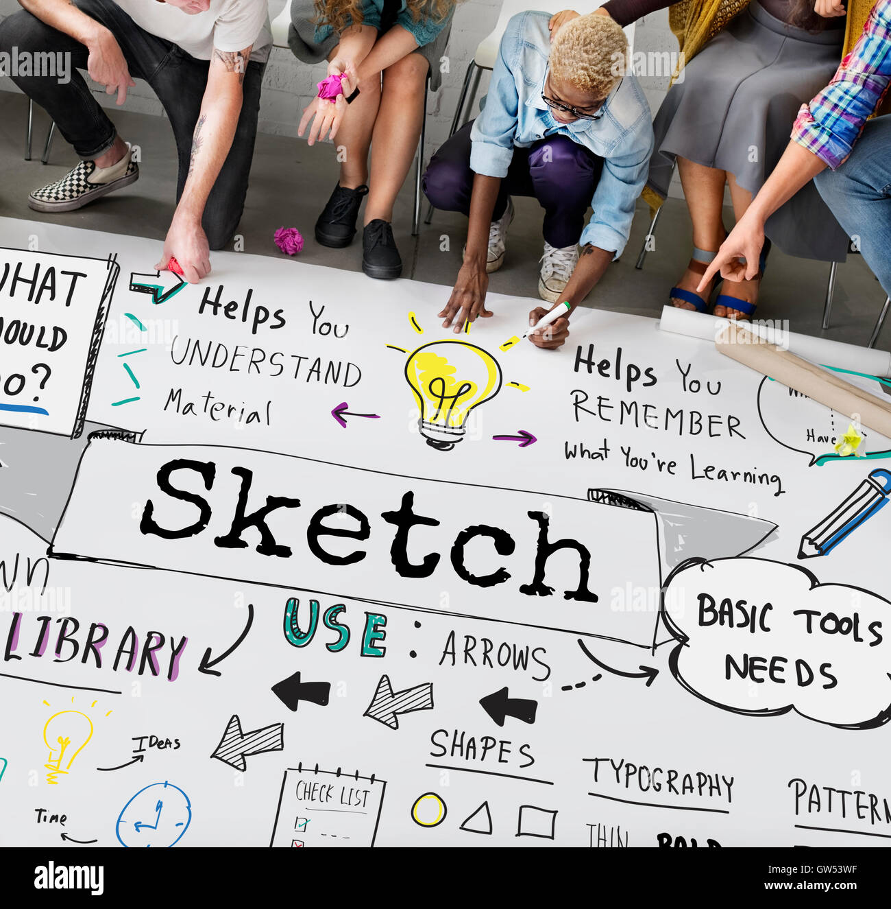 Sketch Notes Creative Drawing Design Graphic Concept Stock Photo - Alamy