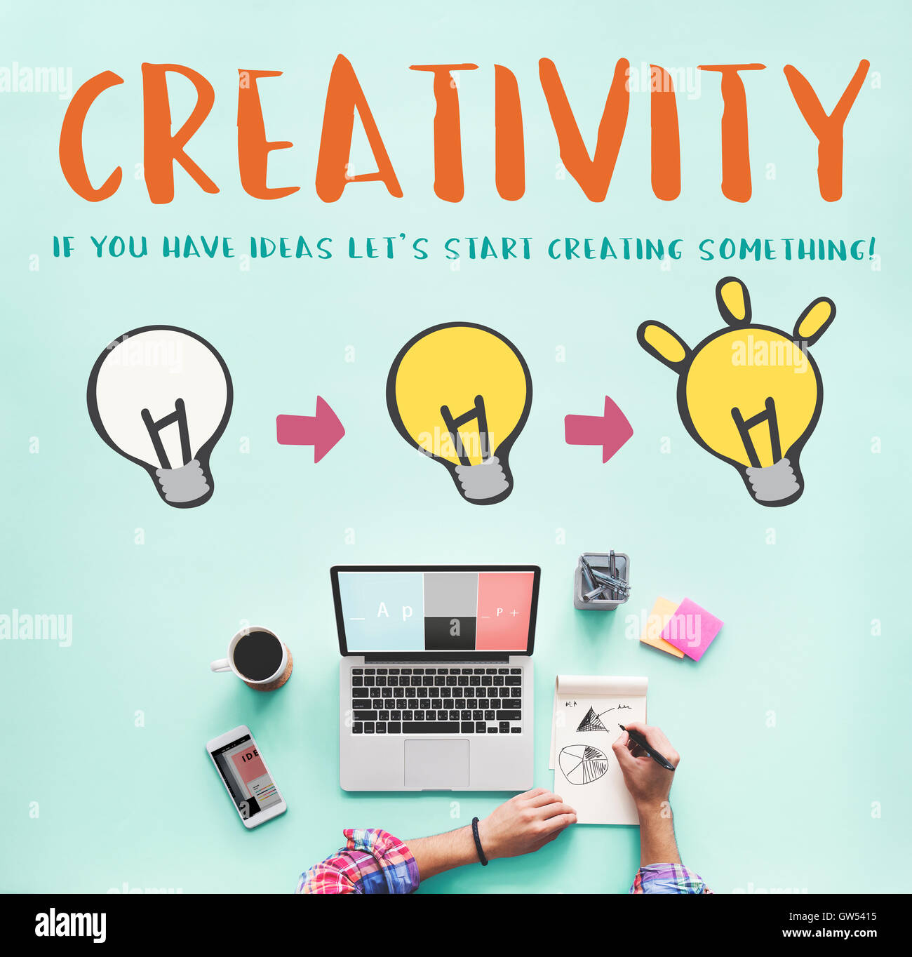 Creativity Create Ligting Bulb Graphic Concept Stock Photo - Alamy