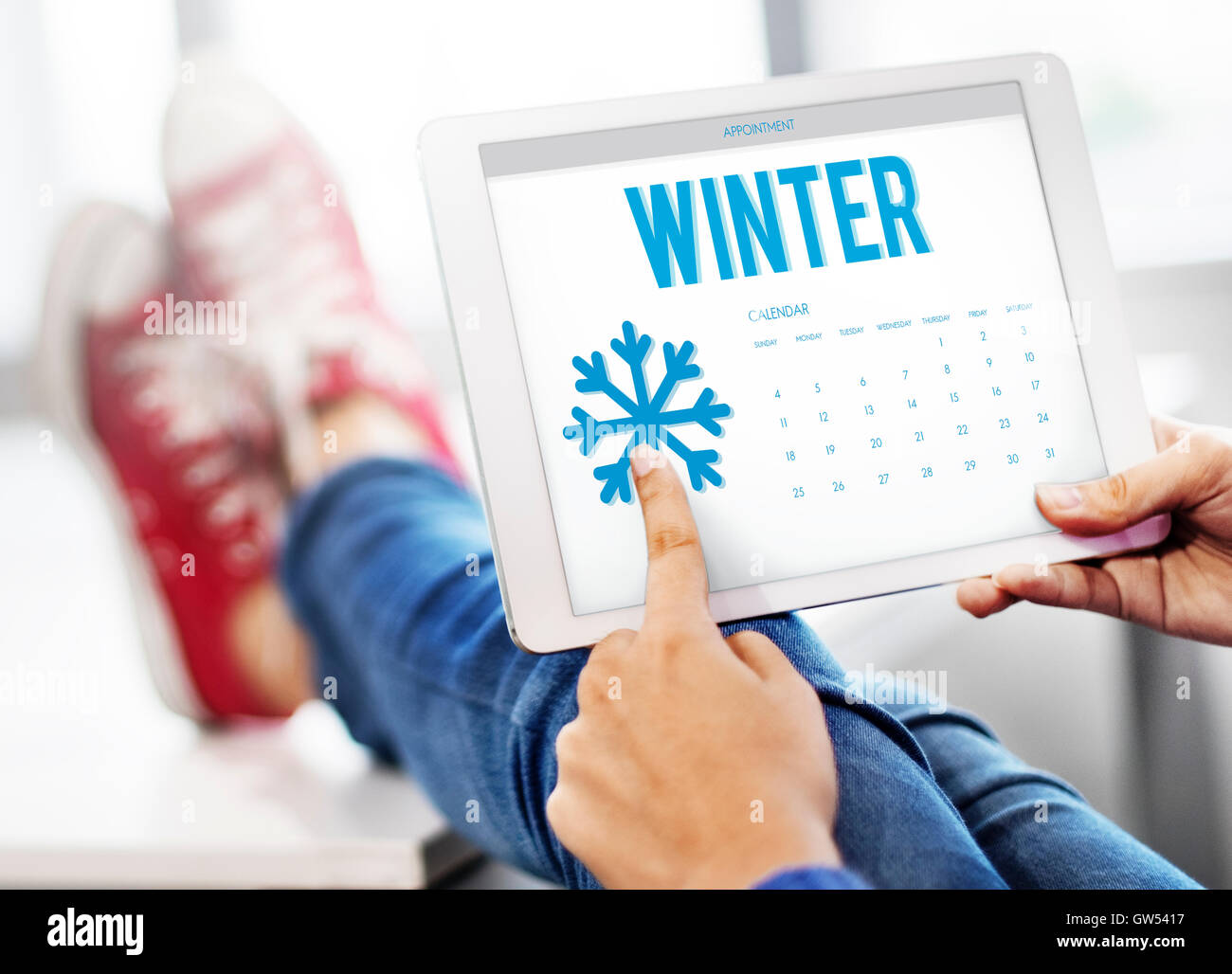 Winter Snowflake Cold Calendar Concept Stock Photo - Alamy